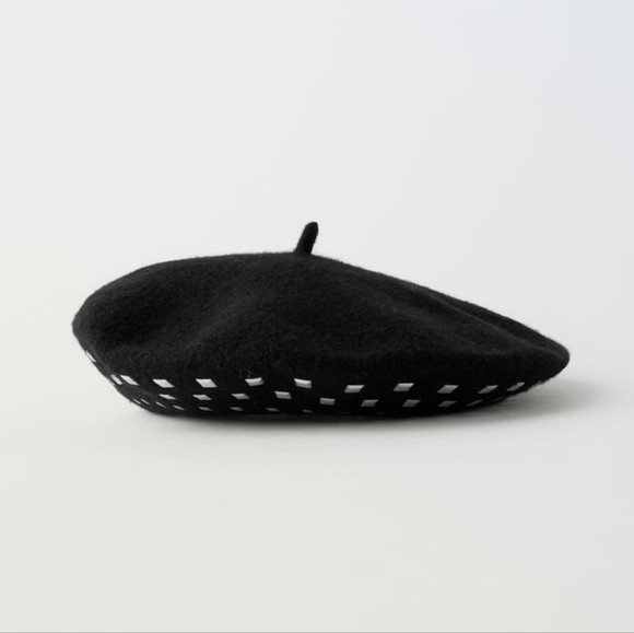 Zara | Accessories | Zara Girls Black Wool Stuffed Beret | Poshmark